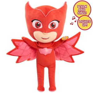 pj masks sing & talking feature plush, owlette, kids toys for ages 3 up by just play