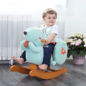 labebe - Baby Rocking Horse, Kids Ride on Toy, Wooden Riding Horse for 6 Months Up Boy&Girl, Toddler/Child Outdoor&Indooor Toy Rocker, Plush Stuffed Animal Rocker Chair, Infant Gift - Blue Squirrel