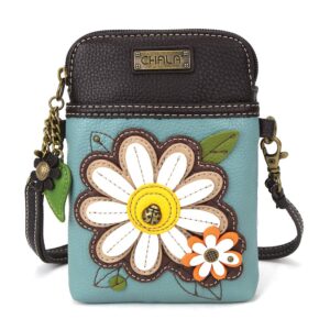 CHALA Daisy Crossbody Cell Phone Purse | Women's Wristlet Handbags with Adjustable Strap (Daisy_Teal)