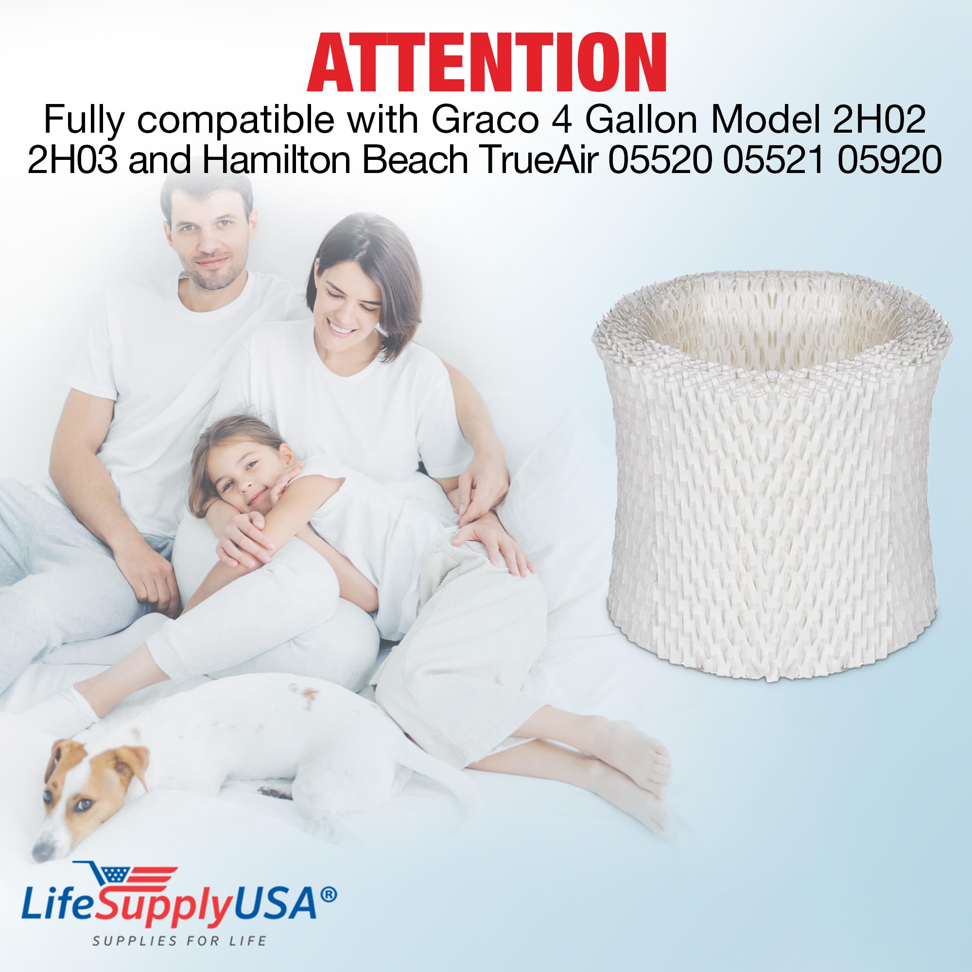 LifeSupplyUSA Humidifier Replacement Filter Compatible with Graco 4 Gallon Model 2H02 2H03 and Compatible with Hamilton Beach TrueAir 05520 05521 05920