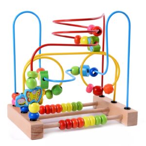 Lewo Wooden Baby Toddler Toys Circle First Bead Maze for Boys Girls