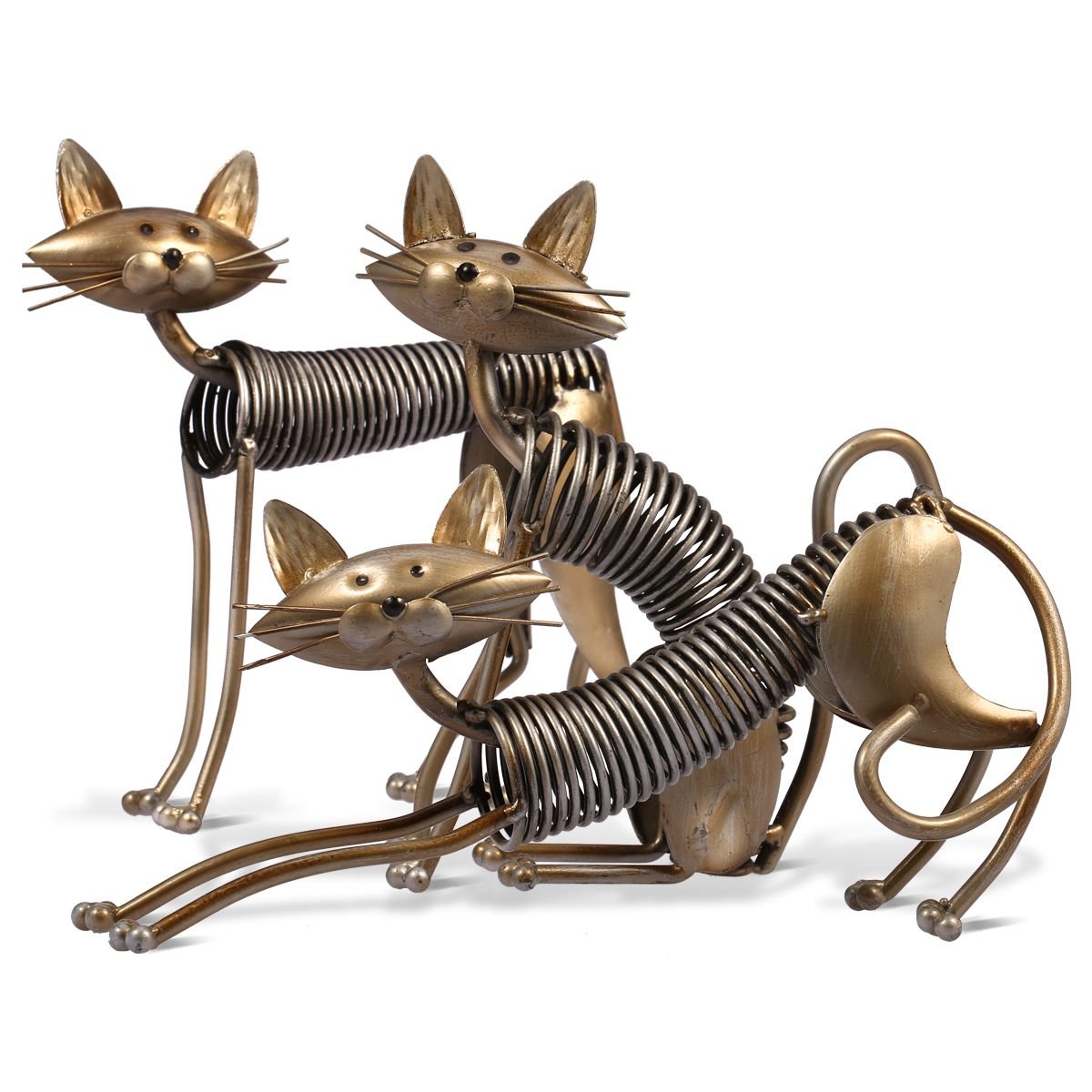 Tooarts Metal Sculpture Iron Art Cat Spring Handicraft Crafting Home Decoration Furnishing Craft