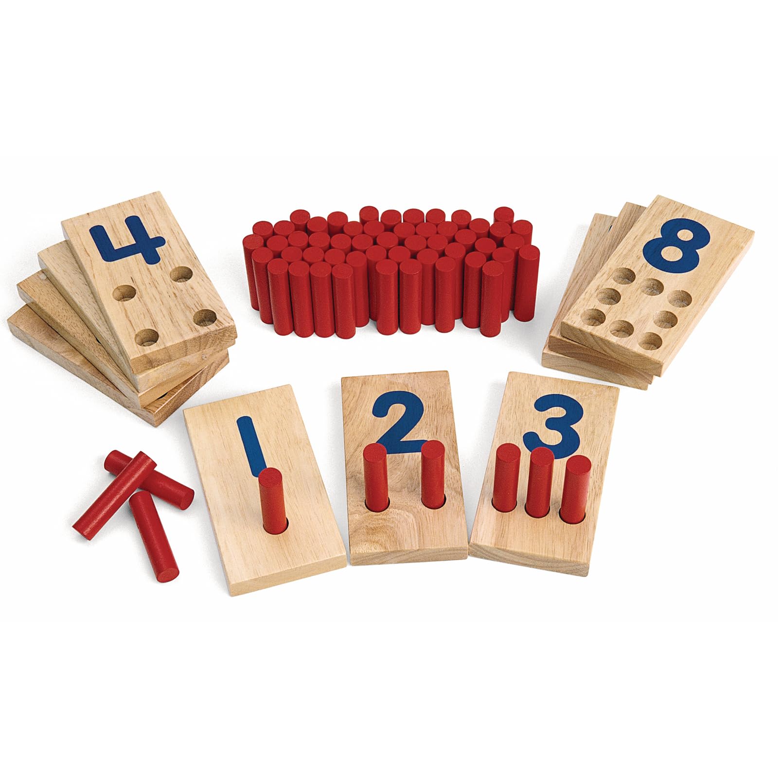 Excellerations Peg Number Board | Included: 10 Rubberwood Boards + 55 Wood Pegs + Storage Bag | Montessori Math Materials, Learning Manipulatives, Counting for Kids, Reggio Emilia Classroom Essentials