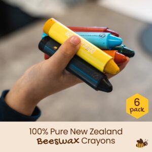 Honeysticks Super Jumbo Crayons (6 Pack) - 100% Pure Beeswax Crayons with Food Grade Colors, Non Toxic Crayons for Toddlers 1-3 Unbreakable, Extra Large Crayons, Easy to Hold and Use, Eco-Friendly