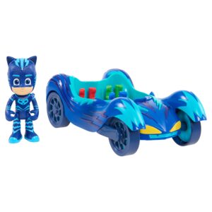 pj masks vehicle, cat-car & catboy figure, kids toys for ages 3 up by just play