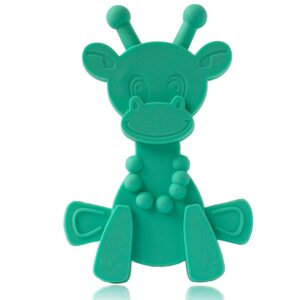 baby teething toy extraordinaire - little bambam giraffe teether toys by bambeado. toy for natural teething comfort and for sore gums - baby christmas gifts- turquoise