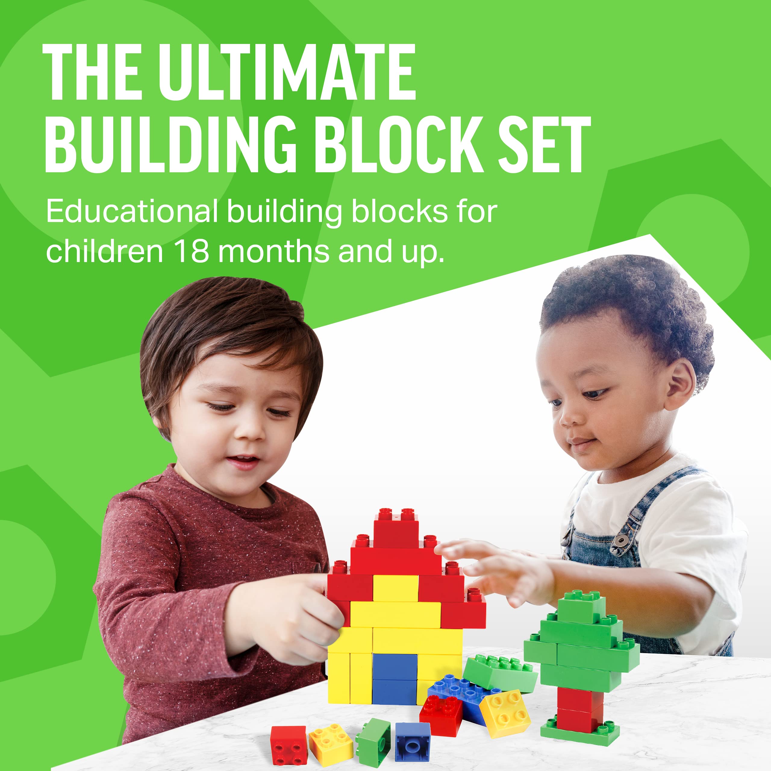 Brickyard Building Blocks 177 Pieces Large Building Block Toys for Children Ages 1.5-5, Bulk Block Set, Compatible with Duplo (177 pcs)