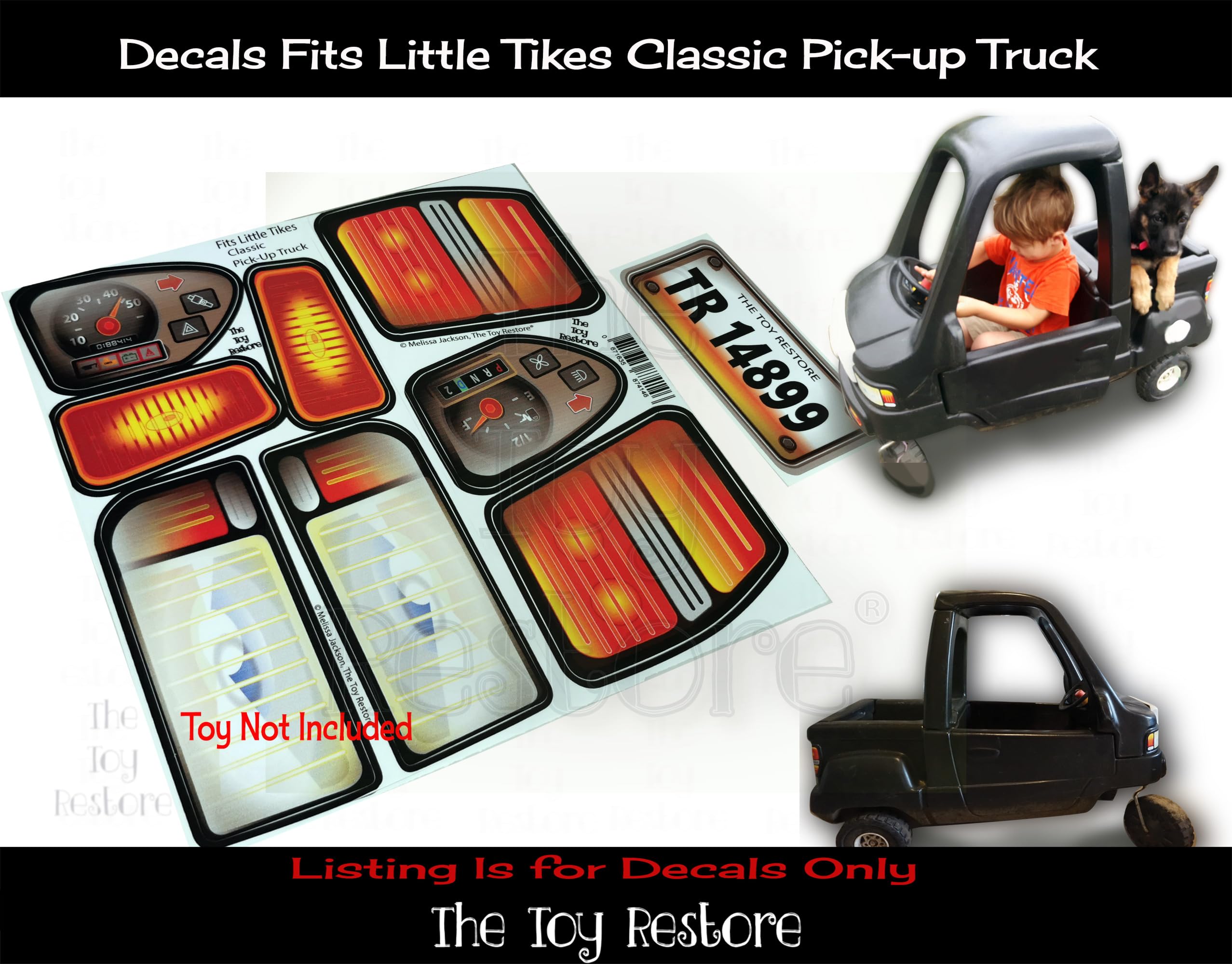 Toy Restore Replacement Stickers Fits Little Tikes Classic Pick up Truck (No Eyes)