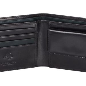 Visconti AER-29 Aero Genuine Leather Mens Bi-Fold Wallet w/Coin Pouch black/green