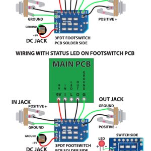 10 pcs 3pdt Stomp Footswitch incl PCB incl metal washer, for Guitar Pedal True Bypass foot switch 9 pin