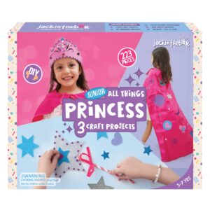 jackinthebox princess themed arts and crafts for girls - make a cape, tiara and wand, best gift for girls ages 5 6 7 8 years, 3 craft projects in 1 box..