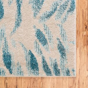 Unique Loom Positano Collection Coastal Modern Bright Colors Fish Beige Runner Rug (3' x 10')