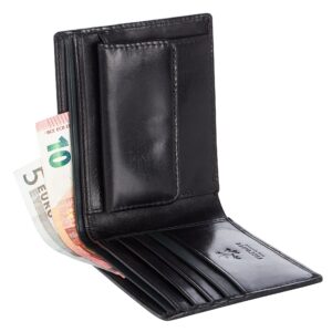 Visconti AER-29 Aero Genuine Leather Mens Bi-Fold Wallet w/Coin Pouch black/green