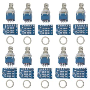 10 pcs 3pdt Stomp Footswitch incl PCB incl metal washer, for Guitar Pedal True Bypass foot switch 9 pin