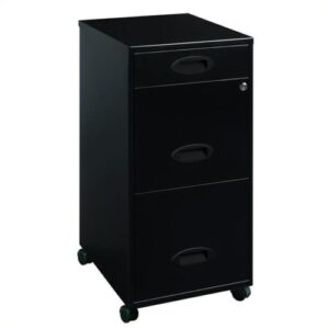 pemberly row 3 drawers 29.52" vertical black metal filing cabinet lockable pre-assembled movable letter size for home, office