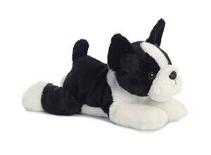 aurora® adorable flopsie™ buster™ boston terrier stuffed animal - playful ease - timeless companions - black 12 inches