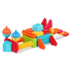 Battat- Bristle Blocks- STEM Interlocking Building Blocks- 80 pc Playset- Reusable Storage Bucket- Developmental Toys for Toddlers & Kids- Big Value Case- 2 Years +