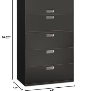 HON 600 Series 42 Inch Four Drawer Lateral File Plus One Roll Out Shelf