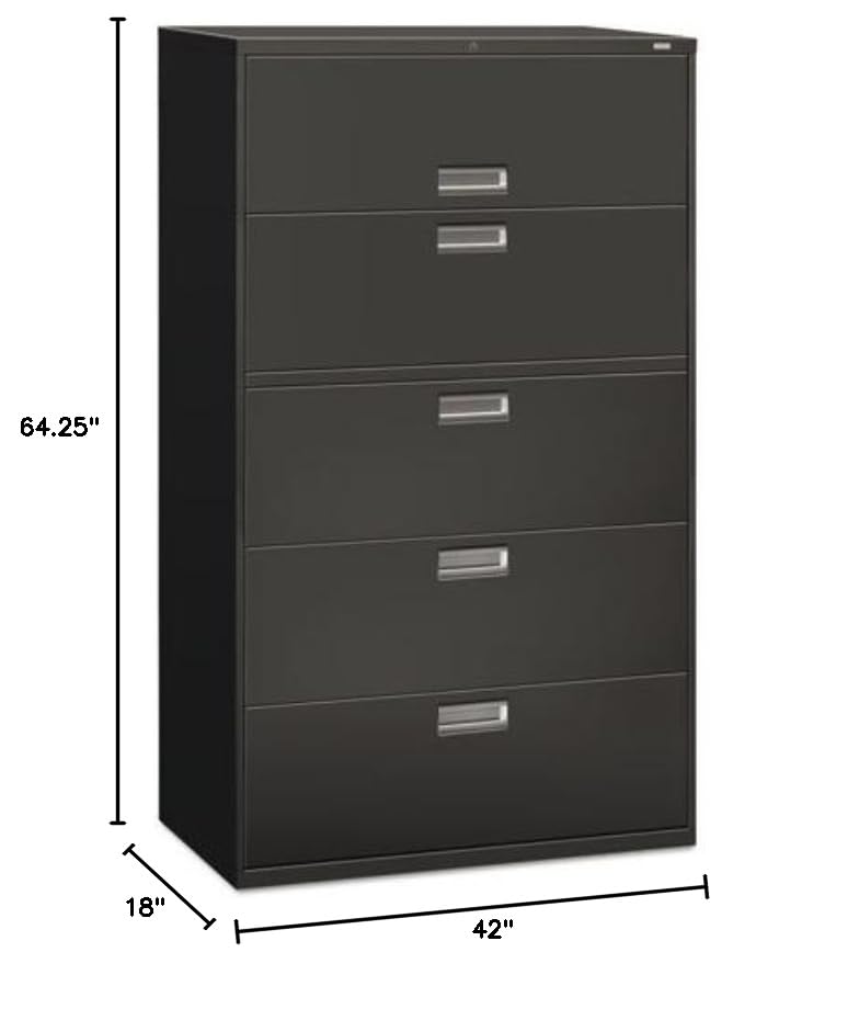 HON 600 Series 42 Inch Four Drawer Lateral File Plus One Roll Out Shelf