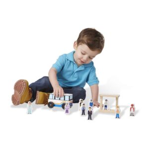 Melissa & Doug Wooden Off To Work Bus Play Set (14 pcs)