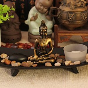 Tabletop Thai Buddha Zen Garden Rock Candle Holder Home Decor Relaxing Tranquility Gift