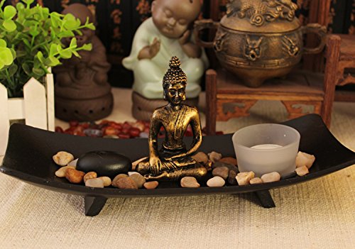 Tabletop Thai Buddha Zen Garden Rock Candle Holder Home Decor Relaxing Tranquility Gift