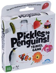 pickles to penguins! travel edition -the quick-thinking picture-linking party game – for 2 or more players ages 8 and up by outset