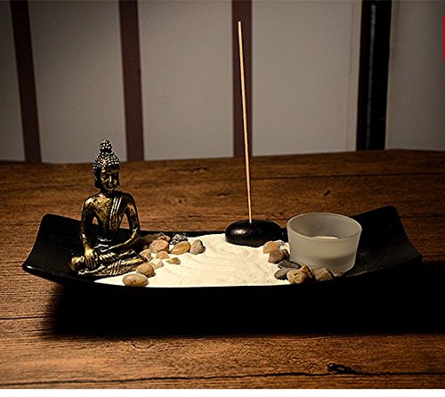 Tabletop Thai Buddha Zen Garden Rock Candle Holder Home Decor Relaxing Tranquility Gift