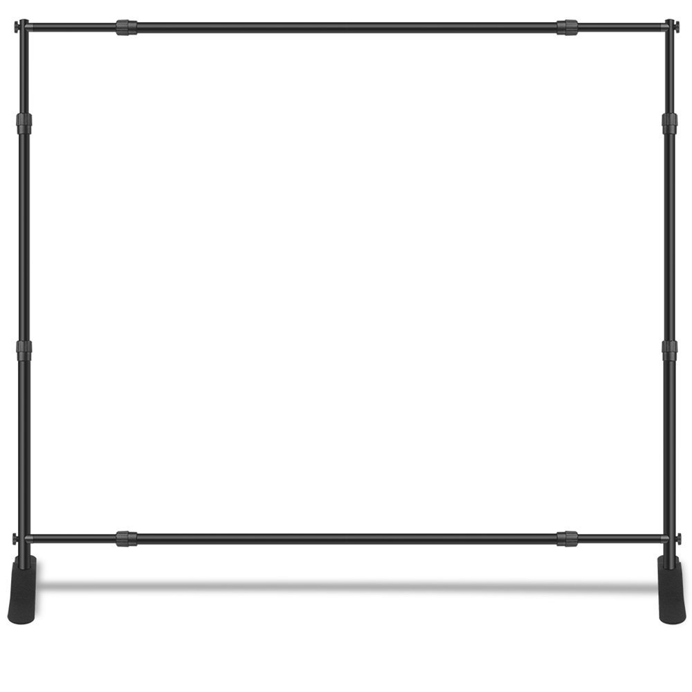 BannerBuzz Adjustable Banner Stand, Step & Repeat Backdrop Stand for Photo Booth Trade Shows Parties Studio Birthday Events Wedding Screen Display, Hardware kit only with Carry Bag (10' W X 8' H Feet)