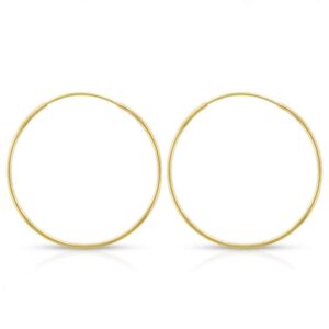 14k solid gold endless hoop earrings sizes 10mm - 20mm, 14k gold thin hoop earrings, cartilage earrings, helix earring, nose hoop, tragus earring, 100% real 14k gold (20mm)