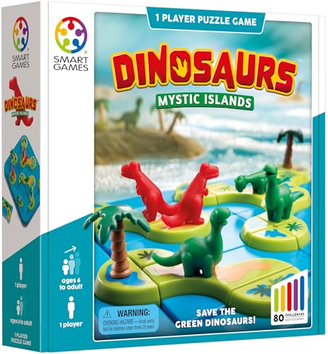 SmartGames Dinosaurs: Mystic Islands Board Game, a Fun, STEM Focused Prehistoric Brain Game and Puzzle Game for Ages 6 and Up