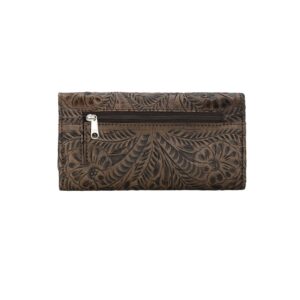 American West Women's Tri-Fold Leather Wallet Billfold for Women