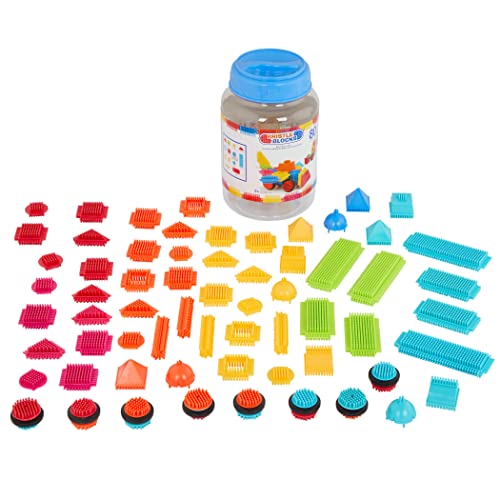 Battat- Bristle Blocks- STEM Interlocking Building Blocks- 80 pc Playset- Reusable Storage Bucket- Developmental Toys for Toddlers & Kids- Big Value Case- 2 Years +