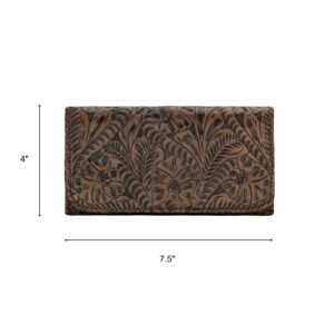 American West Women's Tri-Fold Leather Wallet Billfold for Women