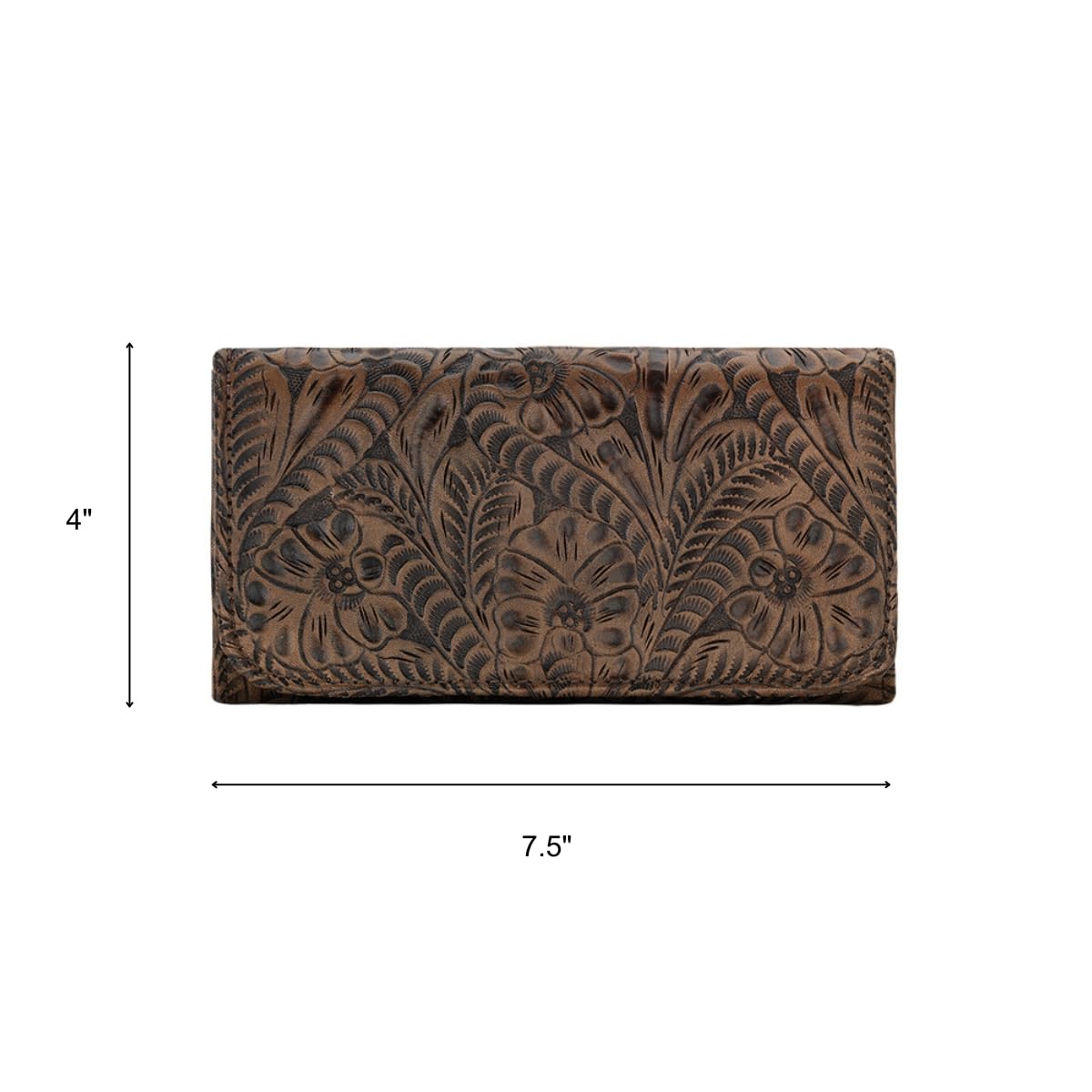 American West Women's Tri-Fold Leather Wallet Billfold for Women