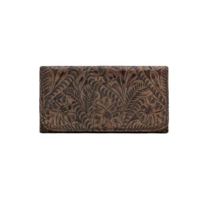 american west women's tri-fold leather wallet billfold for women