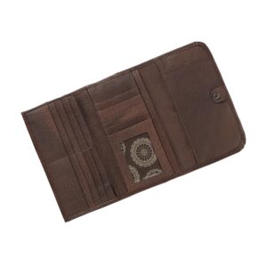 american west tooled leather tri-fold wallet - billfold for women