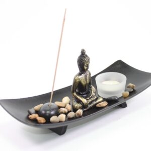 Tabletop Thai Buddha Zen Garden Rock Candle Holder Home Decor Relaxing Tranquility Gift