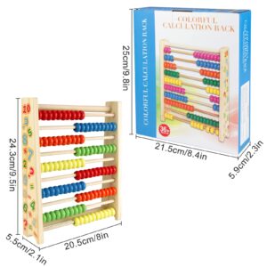 Sealive Classic Wooden Abacus for Kids Math, Educational Counting Toy with 100 Beads, 123 Learning Number Abacus for Toddler, Mathematics Toy Beads Game for Preschool Children Kindergarten