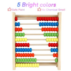 Sealive Classic Wooden Abacus for Kids Math, Educational Counting Toy with 100 Beads, 123 Learning Number Abacus for Toddler, Mathematics Toy Beads Game for Preschool Children Kindergarten