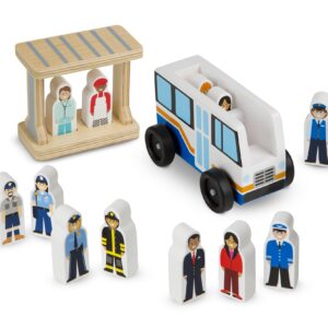 Melissa & Doug Wooden Off To Work Bus Play Set (14 pcs)