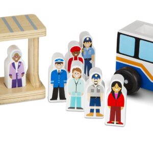 Melissa & Doug Wooden Off To Work Bus Play Set (14 pcs)