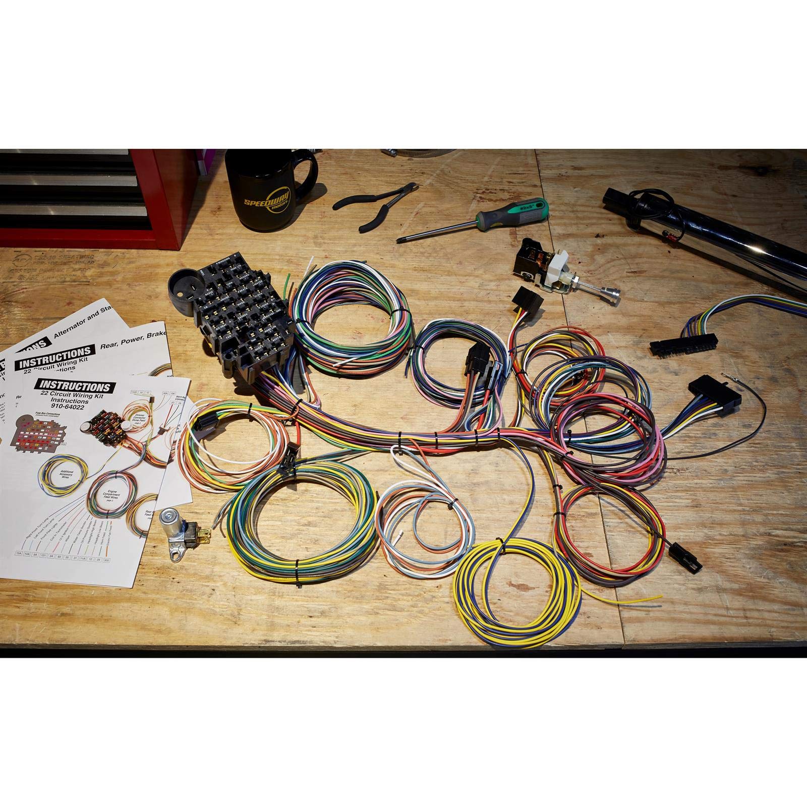 Universal 22-Circuit Automotive Wiring Harness Kit for GM Tilt Columns - GXL Insulated Copper Wires, Includes Instructions, Ideal for Restorations, Custom Builds and Engine Swaps