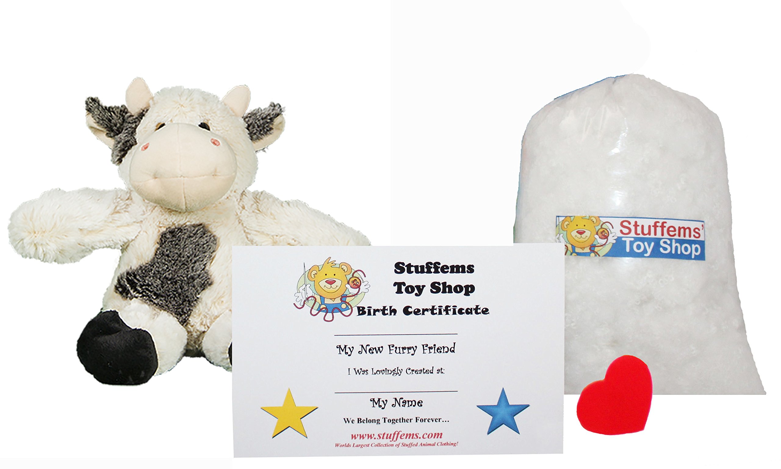 Make Your Own Stuffed Animal Mini 8 Inch Bessie Mae Moo-Cho The Cow Kit - No Sewing Required!