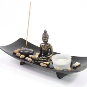 Tabletop Thai Buddha Zen Garden Rock Candle Holder Home Decor Relaxing Tranquility Gift