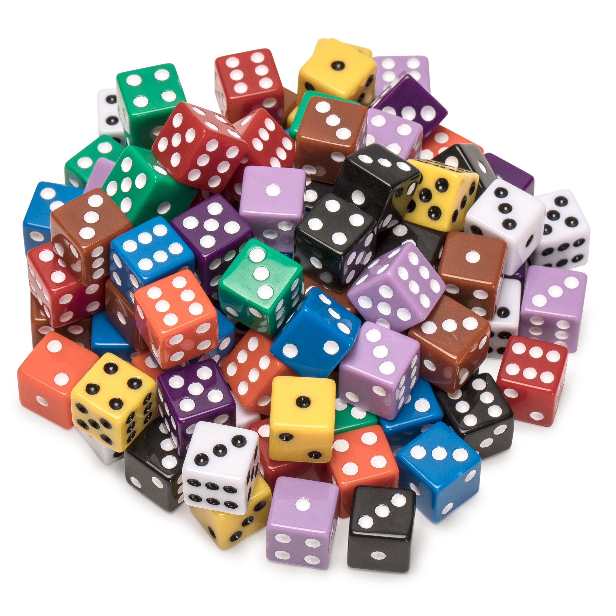 Yellow Mountain Imports Ultimate Right Angle 6-Sided Dice - Set of 100 (16mm) for Board Games, Dice Games, Math Games