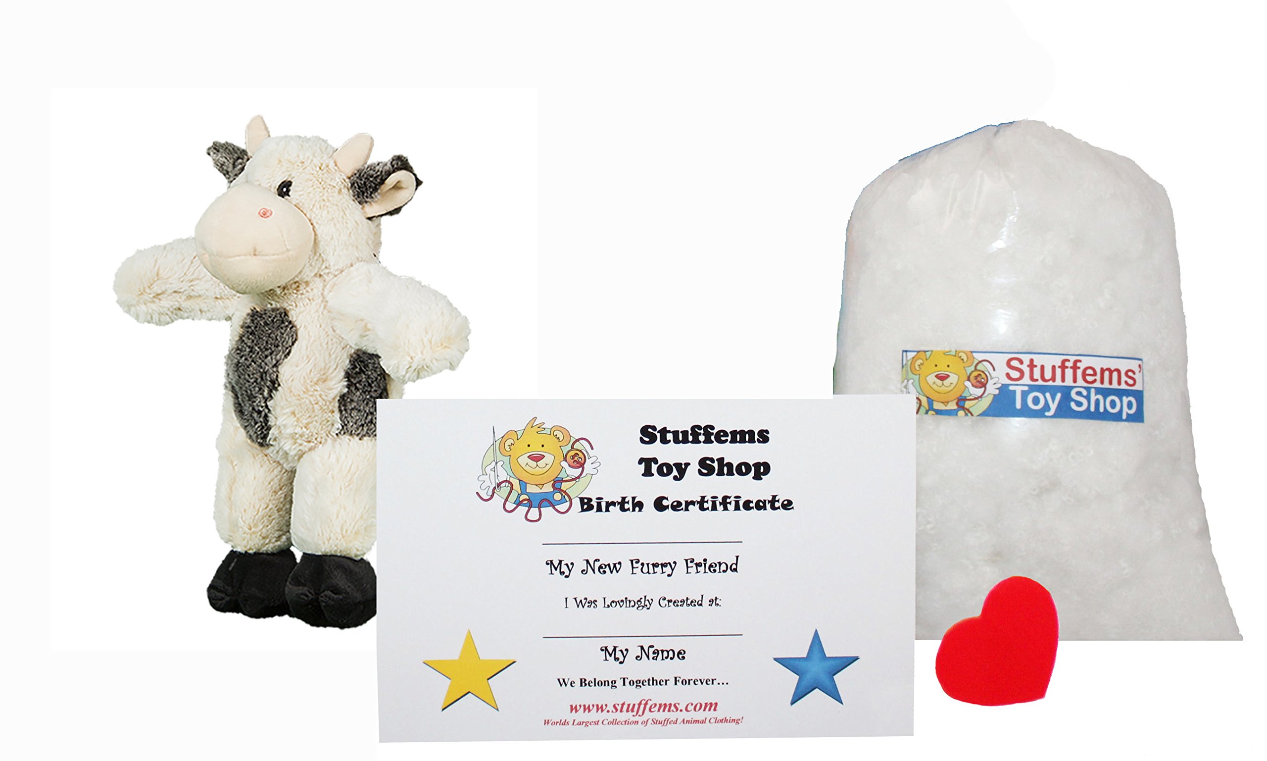 Make Your Own Stuffed Animal Mini 8 Inch Bessie Mae Moo-Cho The Cow Kit - No Sewing Required!