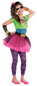 amscan awesome 80's party totally tubular colorful graphic costume (1 piece), multicolor, 17" x 11"/large