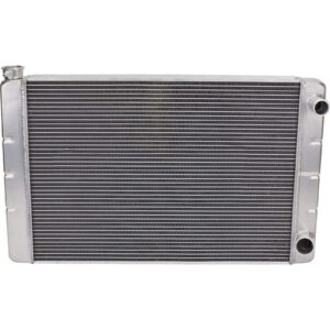 speedway motors 28-inch double pass aluminum racing radiator, s/b chevy, furnace-brazed for durability, superior performance, double pass design with 2.25" core, efficient 1" aluminum tubes