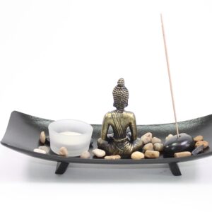 Tabletop Thai Buddha Zen Garden Rock Candle Holder Home Decor Relaxing Tranquility Gift